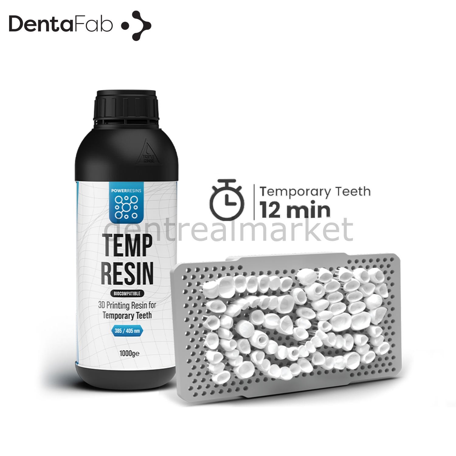 Dentrealmarket | DentaFab 3D Yazıcı Reçine - Powerresins Temp - 1000 gr